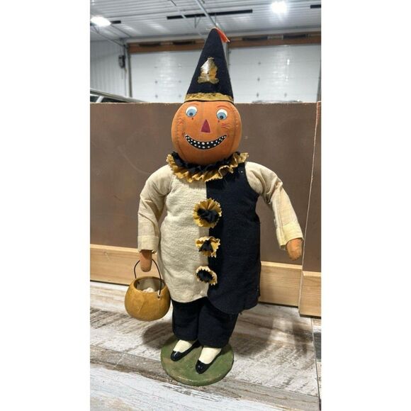 None | Holiday | Vintage Jack O Lantern In Clown Constume Halloween ...